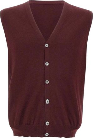 Gran Sasso Gilet en laine vierge col V - Homme - Pulls - Rouge - Taille: L