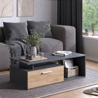 Vicco Table basse Roland, Anthracite/ch&ecirc;ne dor&eacute;, 118x59cm, Vicco