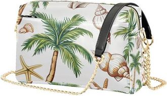 Mnsruu Sacs à bandoulière en cuir pour femme, coquillages, palmiers, sac à main