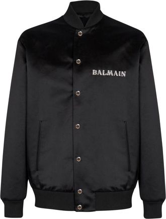 Balmain Homme, Vestes, Noir, Taille: M Bomber en satin brod&eacute; motif Galaxy