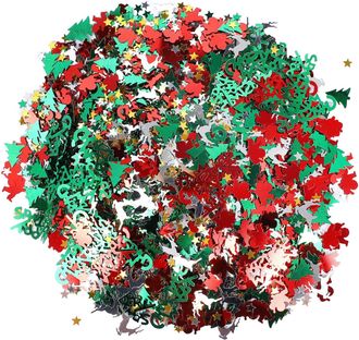 DOITOOL Festliches Weihnachts Konfetti 100g Leichtes Kunststoff Party Konfetti mit Santa Schneeflocken Rentier Selbstgemacht Deko f&uuml;r Weihnachtsfeiern und Fam