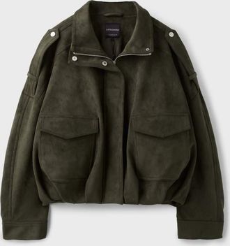 Stradivarius veste oversize en daim synth&eacute;tique kaki-Vert