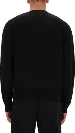 Versace Jeans Couture V-Emblem Acrylic-Wool Blend Sweater - Black