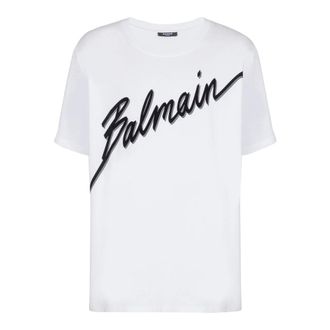 Balmain T-Shirt mit beflocktem Lettre - - Tops - Herren - Wei&szlig; - M