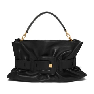 Balmain Anthem Draped Leder Schultertasche - - Bags - Damen - Schwarzk - ONE SIZE