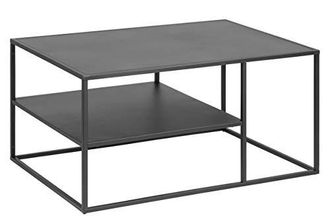 AC Design Furniture Nino Metall Couchtisch mit 1 Ablage in Schwarz, Sofatisch im Industrial Style, Einfache Montage, Wohnzimmermöbel, B: 90 x H: 45 x T: 60 cm
