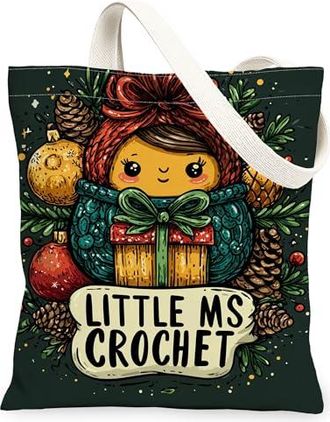 Generic Sacs fourre-tout en toile mignons de vacances, adorable personnage, l&eacute;ger, lavable, bandouli&egrave;re r&eacute;utilisable, sacs de courses pour Gif, vert, 13x15 In