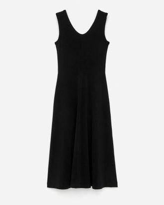 Arket Geripptes Jerseykleid -Schwarz
