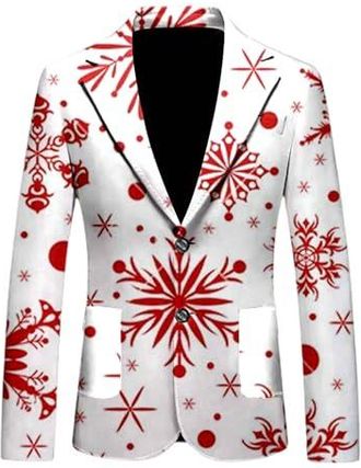 Generic Blazer De No&euml;L pour Homme Veste Paillettes Manches Longues Costume Top Nouvel an Sportif Loisirs Smoking Motif 2024
