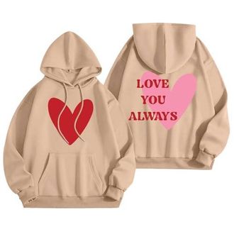 Generic Sweat &agrave; capuche &agrave; manches longues pour la Saint-Valentin 2026 pour femme (3), kaki, XXL