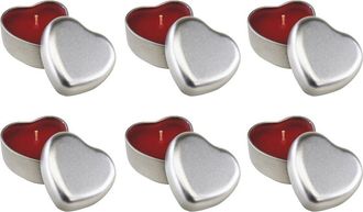 noTrash2003 Kerzen-Set Herz Kerze in Metall-Dose Geschenkidee Valentinstag Vanille-Duft (6er Set)