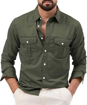 Generic Chemise à manches longues pour homme, col à bandes, légère, couleur unie, chemise de plage dété de couleur unie, coupe classique, chemise habillée en 