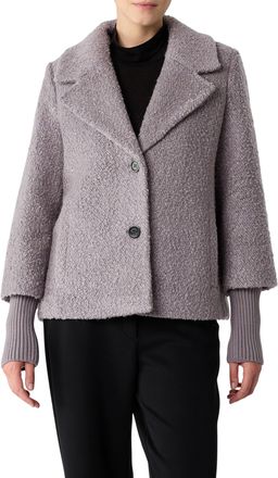 Comma Boucléjacke mit Rippbündchen und Reverskragen