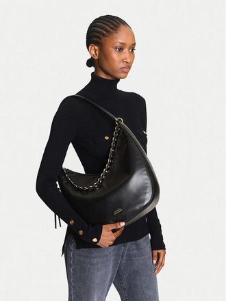 Tommy Hilfiger Handtasche Moon Leather Hobo AW0AW17468 Schwarz