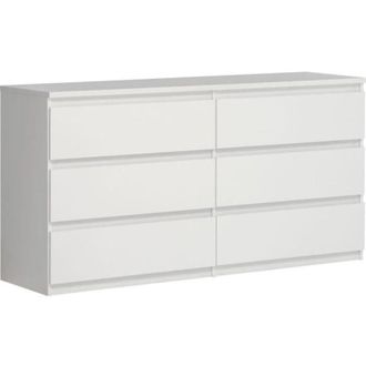 Les Tendances Commode CHELSEA 6 Tiroirs - Couleur blanc mat - L 154 x P 42,2 x H 79,9 cm