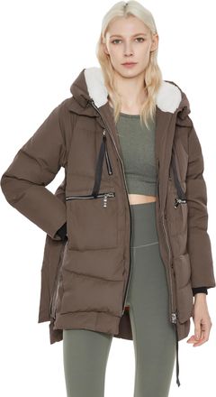 Orolay Winterjacke Damen Verdickte Warme Outdoor Daunenjacke f&uuml;r Damen mit Kapuze Kaffee XXL