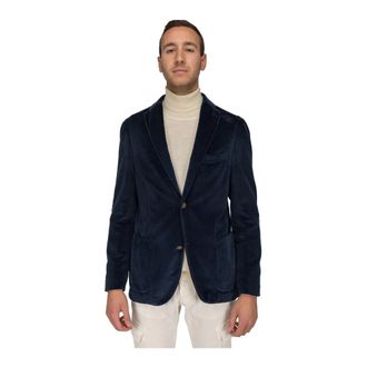 Boglioli Blauer Samt-Blazer mit Metallknopf - - Jackets - Herren - Schwarzk - M