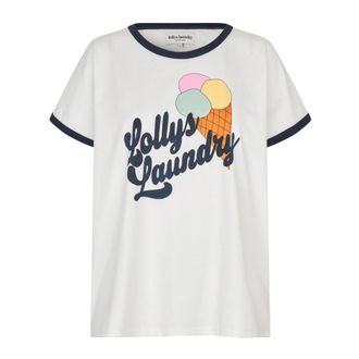Lollys Laundry Femme, Tops, Blanc, Taille: 38 FR Tee Ice R&eacute;tro avec Impression Cool