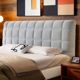 Generic Bettkopfteilbezug Samt-Kopfteilbezüge für Kingsize-, Queensize-, Full-, Staubschutz-Kopfteilschutz, Twin-Kopfteilüberzug (Grau, 200 cm (79 Zoll))