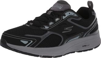 Skechers Herren Go Run Consistent Sneaker, Black Leather Synthetic Gray Trim, 45.5 EU