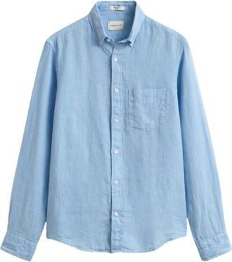 GANT Homme, Chemises, Bleu, Taille: XL Reg Gmnt Dyed Linen Shirt
