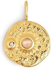 Singularu Charm Planète Mars. Acier avec Finition Plaqué Or 18Kt. Pendentif Médaillon avec Détails en Zirconium. Fermoir Anneau. Bijoux pour Femme