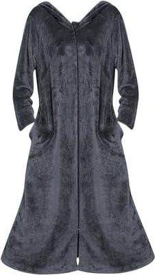 Generic Peignoir de bain en tissu éponge pour femme - Robe de chambre en flanelle avec fermeture éclair sur le devant - Peignoir long en flanelle - Robe dhive