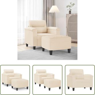 vidaXL Mikrofaser - Sessel mit Hocker Beige 60 cm Mikrofasergewebe