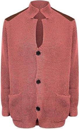 Generic Cardigan pour homme, cardigan en tricot épais à col châle avec boutons, doux et chaud, manches longues, col en V, pull dautomne et dhiver décontracté,
