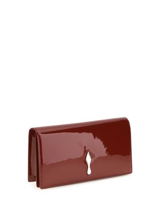 Christian Louboutin Womens Bettina Clutch Patent Empire-Silver Calf Leather Bos Taurus Shoulder Bags Empire/silver