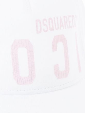 Dsquared2 BCM066708C035671062 Icon Cracked Logo Baseball Cap - White