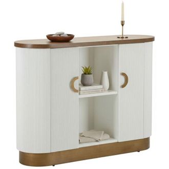 Dmora Kommode Bianze, Wohnzimmerbuffet, Wohnzimmer-Sideboard, Moderne K&uuml;chen-Speisekammer, 121x41 h90 cm, Wei&szlig; und Braun - Dmora