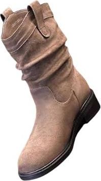 Generic Bottines Femme Talon Carr&eacute; Bout Rond Bottes Cowboy Chic Elegant Vintage L&eacute;g&egrave;res Automne Hiver Bottes Mollet Casual Boots Chaussures Femme (Coffee, 39)