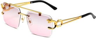 Generic Lunettes de soleil vintage sans monture pour homme - Style steampunk - Style rétro - Pour femme - Style punk - Nuances rétro, Gris/rose, Taille unique