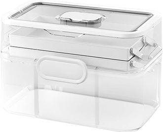 Generic Medikamenten-Organizer - Haus-Medizinschrank-Organizer Mit Herausnehmbarer 3-stufiger Aufbewahrung, Tragbarer Medikamentenkoffer Mit Tablett F&uuml;r Famil