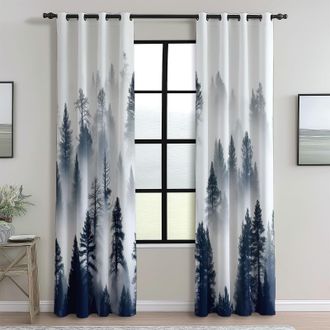 Generic Thermovorhang K&auml;lteschutz Gardinen Wei&szlig; Schwarz Dschungel Wei&szlig;er Nebel Fotografie, Verdunkelungsvorh&auml;nge &Ouml;senvorh&auml;nge f&uuml;r Wohnzimmer, Schlafzimmer & K