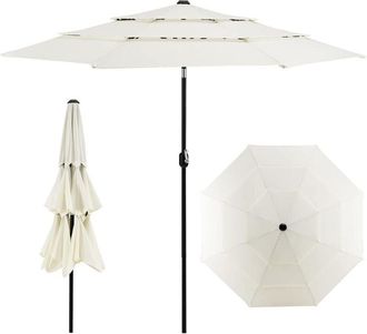 Costway Costway - Parasol de Terrasse 3M &agrave; 3 Niveaux, Parapluie dext&eacute;rieur Double Ventil&eacute; Inclinaison &agrave; Bouton-poussoir, 8 Baleines Robustes Manivelle