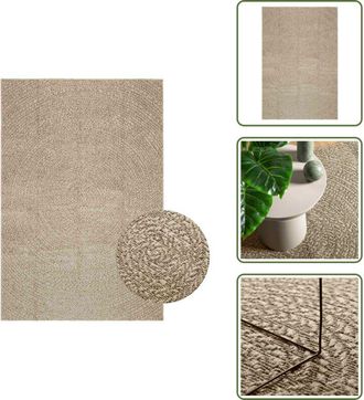 vidaXL Teppich ZIZUR Beige 140x200 cm Jute-Optik Indoor und Outdoor - Teppich - Au&szlig;enteppich - Fu&szlig;matte - Bodenmatte