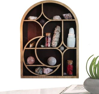 Generic Moon Crystal | Pilz-Mond-Kristallhalter,Rustikales Boho-, Schwimmende Holzregale Zum Aufh&auml;ngen F&uuml;r Kristalle, Stein, &Auml;therisches &Ouml;l