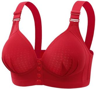 Generic Soutien-gorge d&eacute;contract&eacute; r&eacute;glable et respirant sans anneau en acier pour femme, Rouge, 68