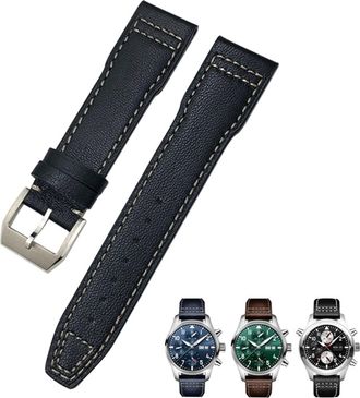 Generic TYKHGFS Echtes Leder -Kuhläden -Uhrenbänder 20mm 21 mm für IW377714 Mark18 Portofino Weiches Cowhide -Armbänder