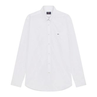 Paul & Shark Homme, Chemises, Blanc, Taille: 7XL Chemise en Popeline de Coton &agrave; Manches Longues