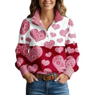 Generic 2026 Chemise Saint-Valentin Femme Fashion Manches Longues Pull-Over Col Rond Couleur Unie Top Haut Outdoor Grandes Tailles Vetement pour Automne Hiver