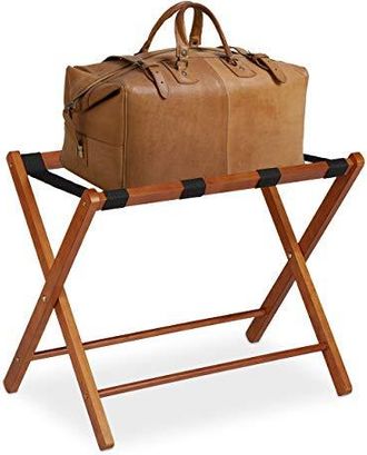 Relaxdays Kofferständer klappbar, Holz Gepäckablage, HBT: 54,5 x 66 x 44 cm, Kofferhocker für Hotel & Zuhause, Natur, 10029974_126