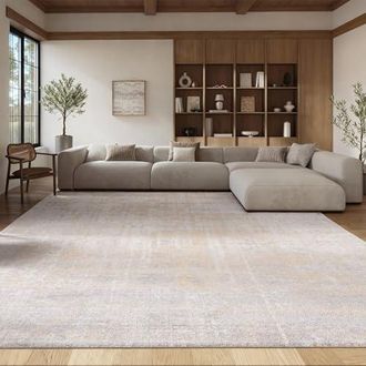 Safavieh Modern Teppich f&uuml;r Wohnzimmer, Esszimmer, Schlafzimmer - Adirondack Collection, Kurzer Flor, Silber und Elfenbein, 244 X 305 cm