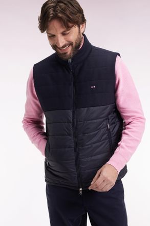 Eden Park Doudoune Sans Manches Bimati&egrave;re En Nylon Et Flanelle Marine