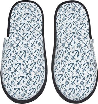 Generic Chaussons Femme Homme Impression DAncres À Thème Nautique Chaussons DIntérieur Lavable Antidérapantes Chaude Pantoufles, Pour Hommes, Intérieur Extéri