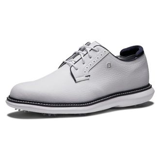 FootJoy Chaussures de golf Traditions pour homme, Blanc, blanc, bleu marine, 43 EU