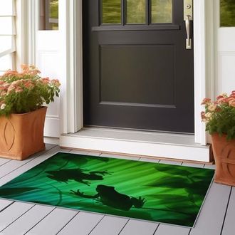 Generic Tapis de Couloir 60 x 120 cm, Poil Ras Tapis de Passage Couloir Antid&eacute;rapant et Lavable R&eacute;sum&eacute; Animal Grenouille Motif Tapis de Sol Long, Vert Porte C