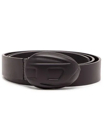 Diesel ceinture en cuir &agrave; boucle logo - Noir